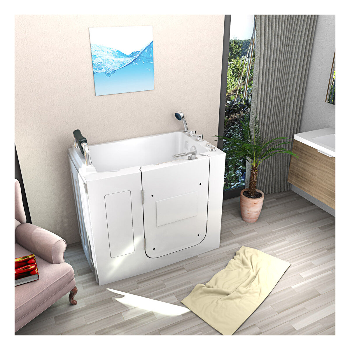 Acqua Vapore Sitzwanne Whirlpool Badewanne mit Tür S08WP-B-L 110x68cm